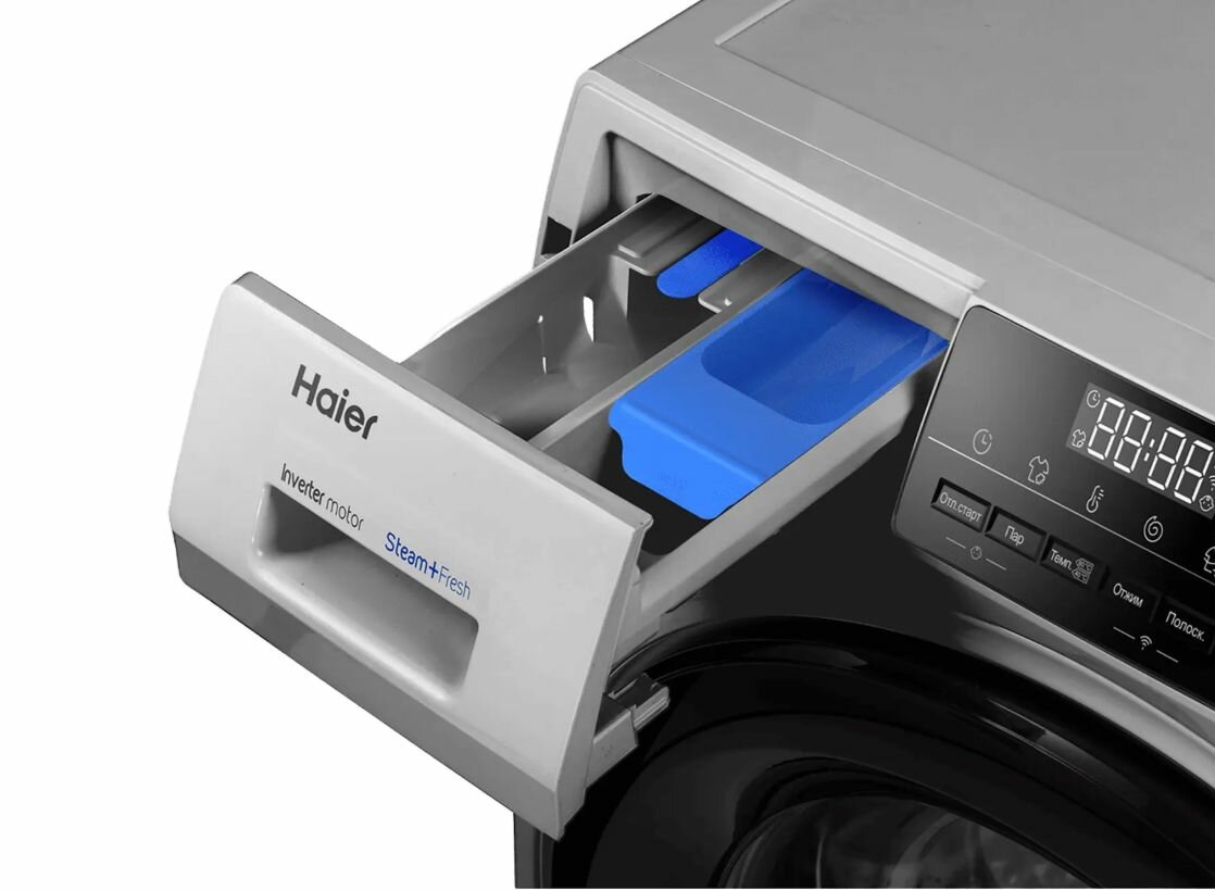 Стиральная машина Haier HW70-BP12929SE, серебристый, фронтальная, 15 программ, инверторный двигатель
