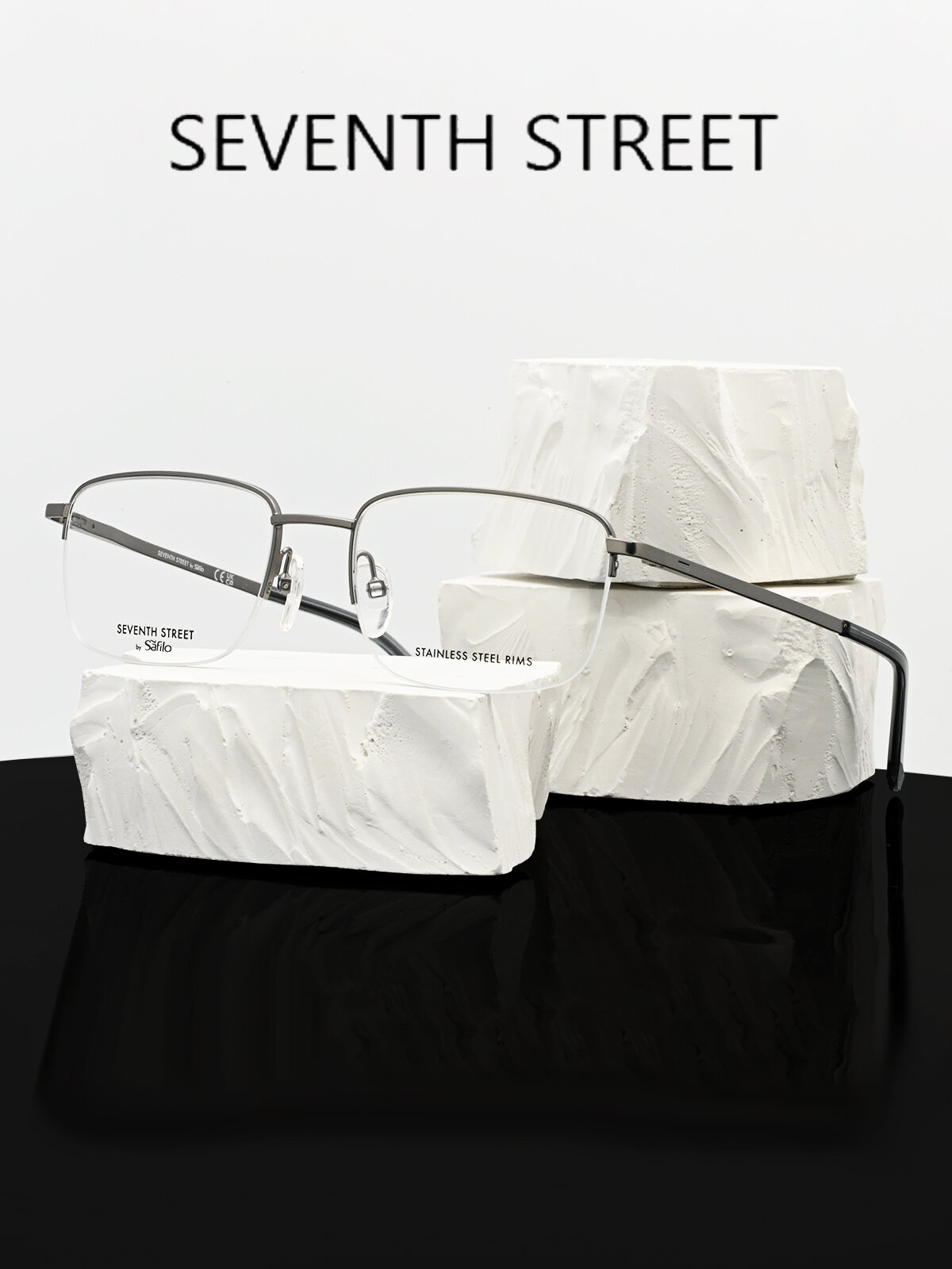 Оправа для очков Seventh Street 7A 143 R80 пол Мужской форма оправы Прямоугольная цвет оправы Серебряный