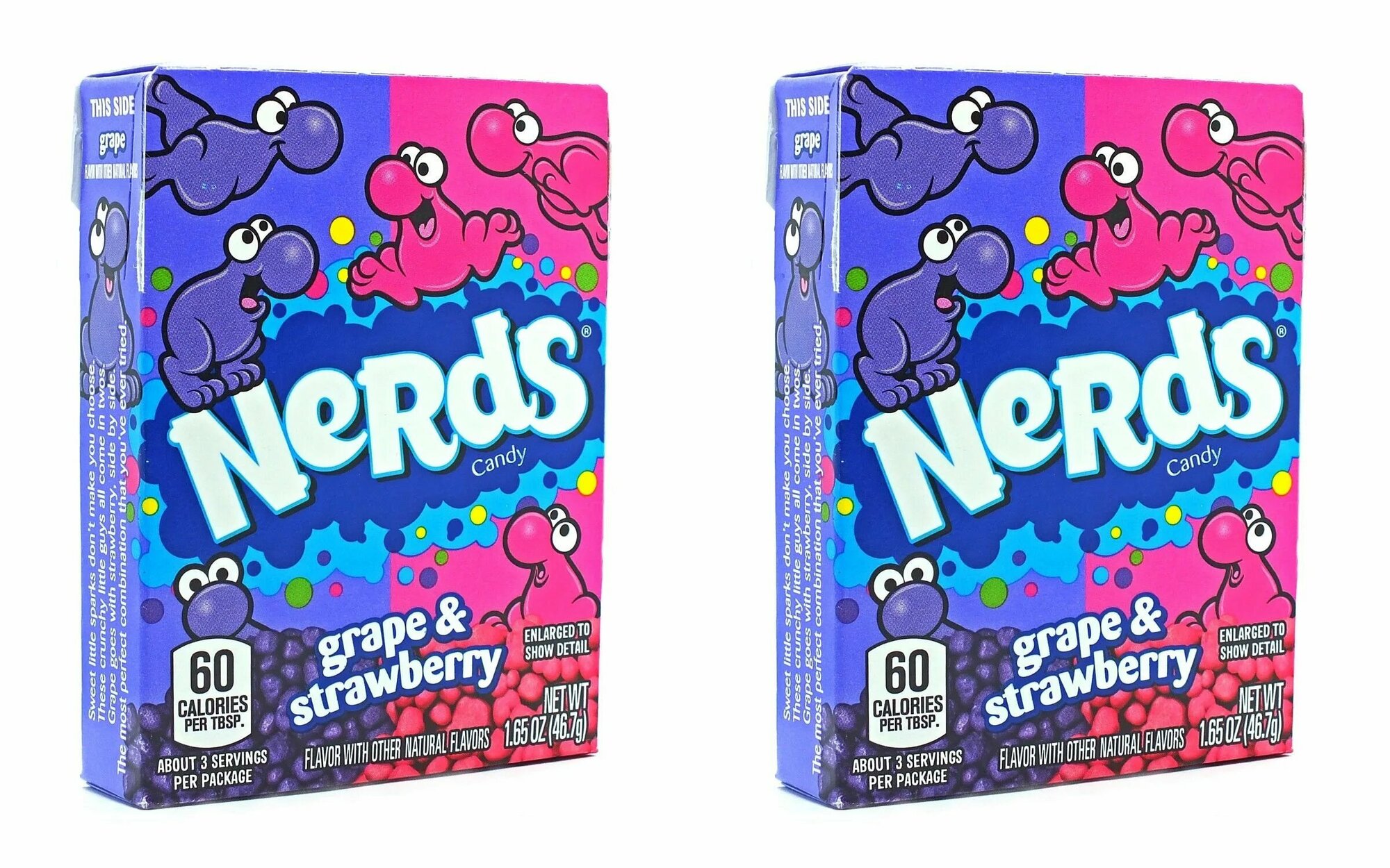 Жевательные конфеты Nerds Grape and Strawberry / Нердс виноград и клубника Вонка (США), 2 шт. по 46,7 грамм
