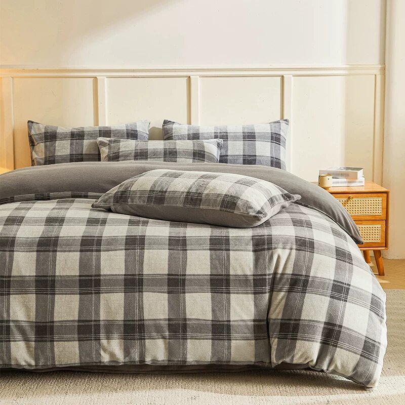 Комплект постельного белья Heilan Home из четырех предметов, утолщенный и с флисовой подкладкой, из молочного вельвета,