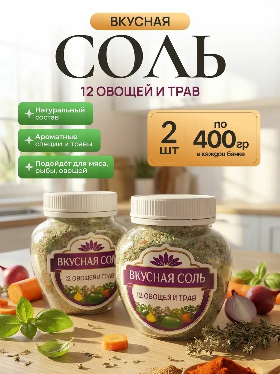 Соль 2 банки 12 овощей и трав по 400 грамм