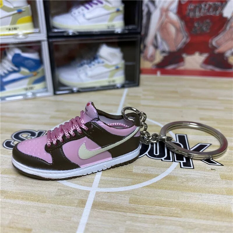 Мини-модель кроссовок DUNK в масштабе 1/6 с рисунком вишни в красном цвете, декор для стола и брелок