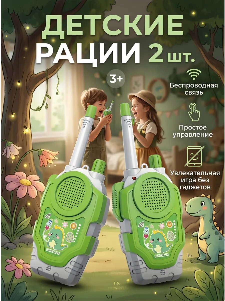 Детские рации Счастливы Детки, 2 шт, зеленый/зеленый, аккумулятор 500 мАч