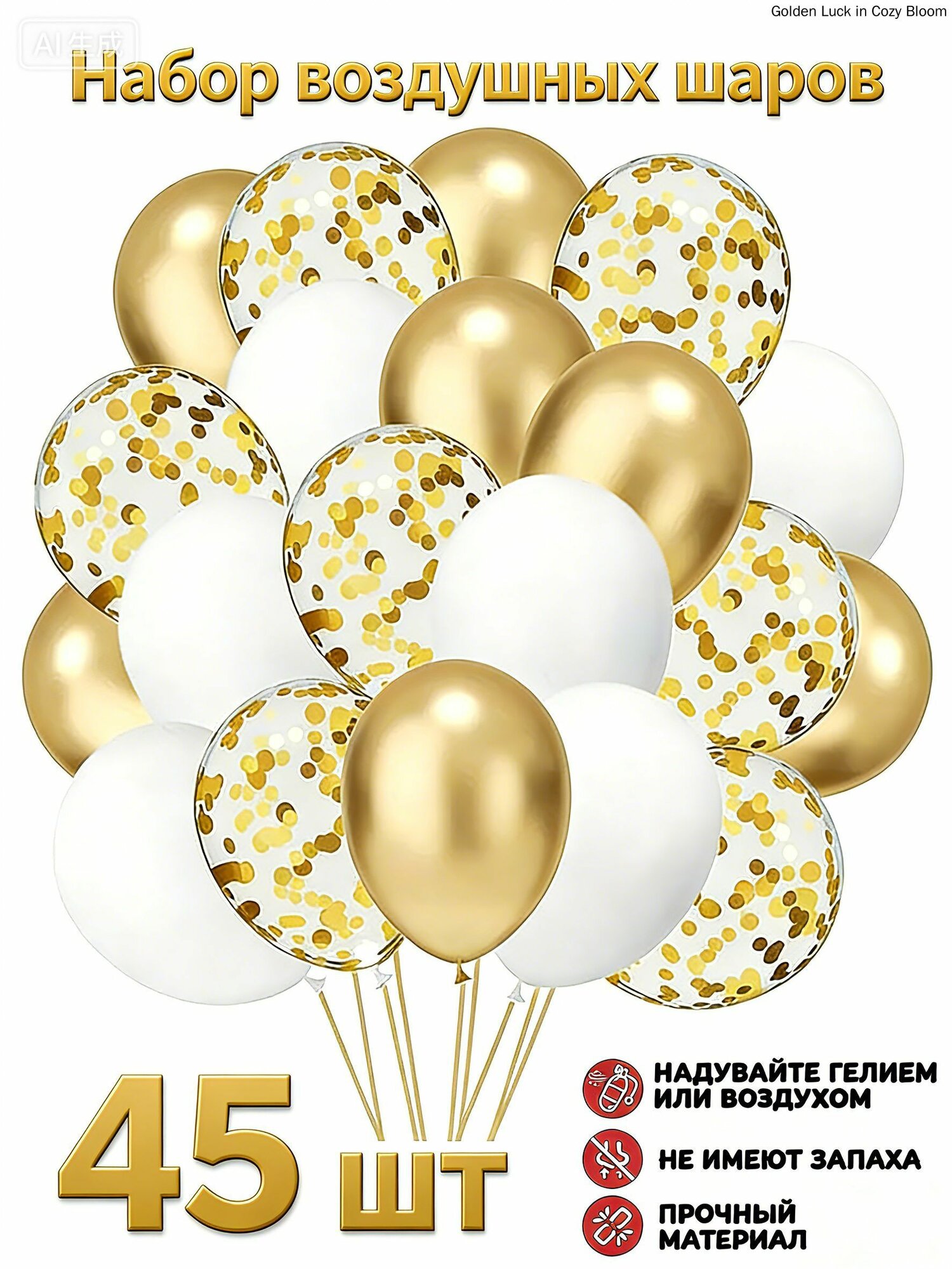 Платиновый набор воздушных шаров, применимый юбилей, день рождения, свадьба, 45 шт