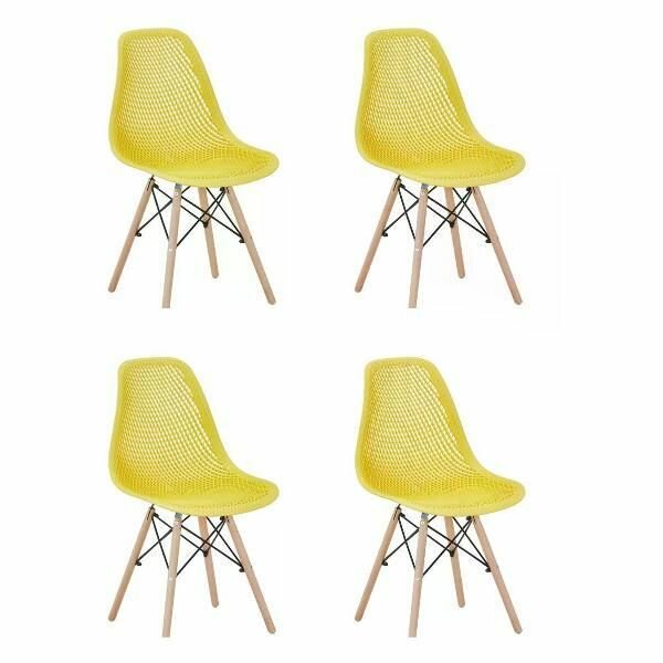 Стул обеденный СтулБержи Стулья для кухни Eames Mesh, желтый (комплект из 4 шт)