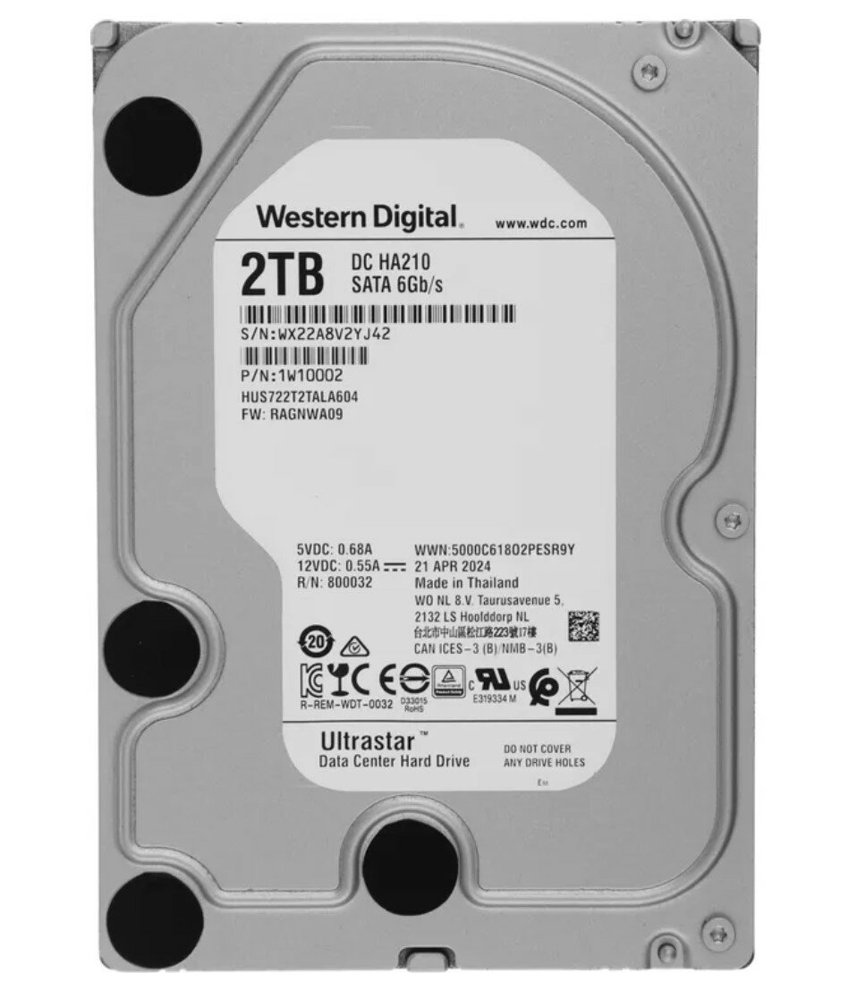 Жесткий диск SATA-III WD Ultrastar DC HA210 2TB (HUS722T2TALA604)