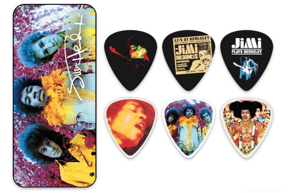Dunlop JН-PT01М Are You Experienced Pick Tin набор медиаторов в жестяной коробке, средние, 12 шт