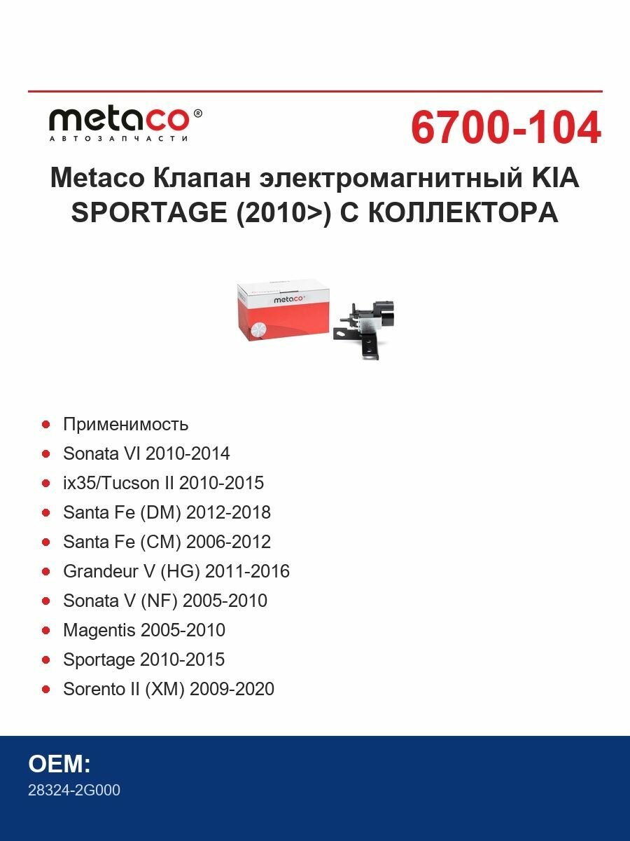 Metaco Клапан электромагнитный KIA SPORTAGE (2010>) С коллектора