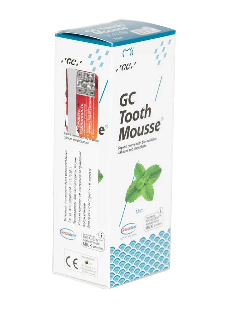 Зубной гель GC Tooth Mousse Тус Мусс, для восстановления и укрепления эмали, мята, 40г. (35мл.)