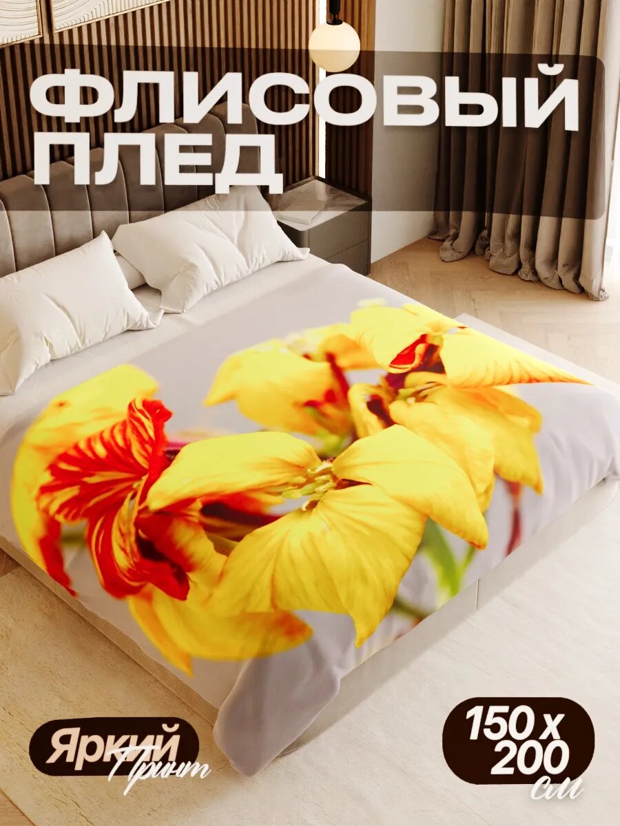 Плед флисовый 150х200 см мягкий теплый покрывало для дома
