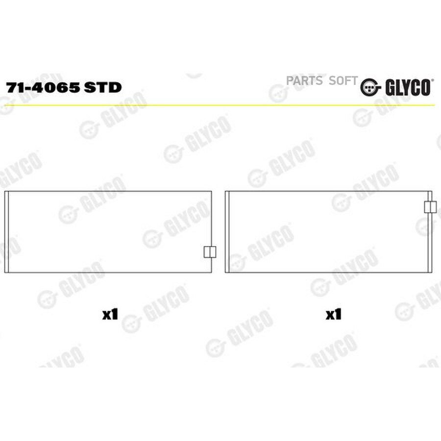 Вкладыши шатунные на шейку ширина 26.3mm STD , GLYCO, 71-4065 STD от официального дистрибьютора, GLYCO, артикул 714065STD