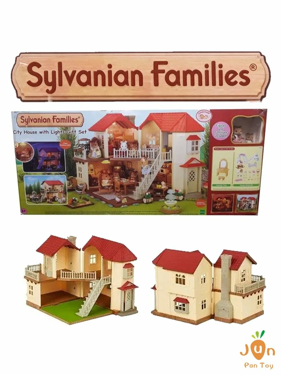 Sylvanian Families City House with Lights Gift Set / Тематический набор "Теплая городская хижина", поддерживающий сшивание и расширение, подходит для подарков детям старше 3 лет