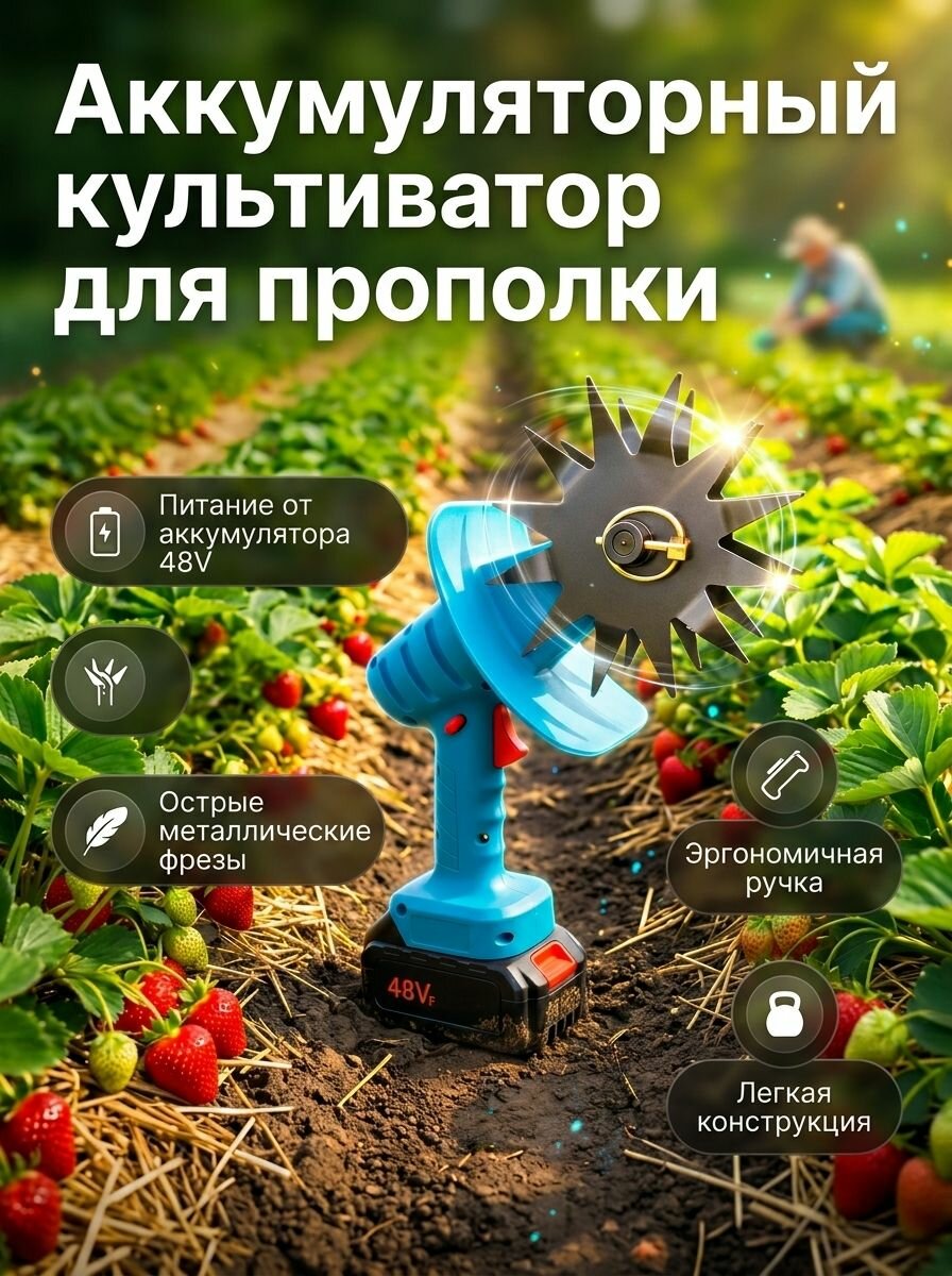 Культиватор ручной аккумуляторный, садовый