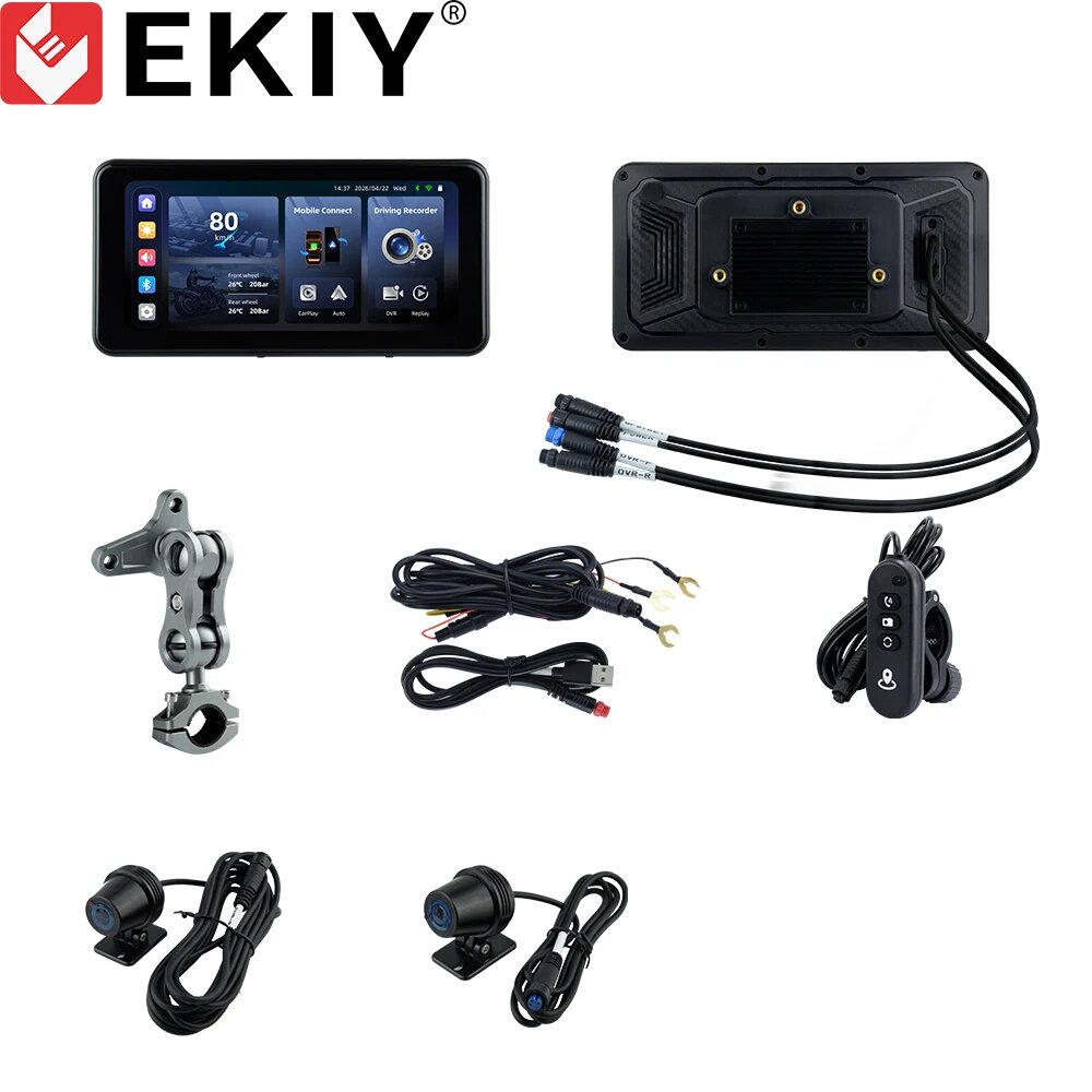 EKIY 6,25 "беспроводной CarPlay Moto Android Auto портативный цифровой мотоцикл приборная M17C-DVR