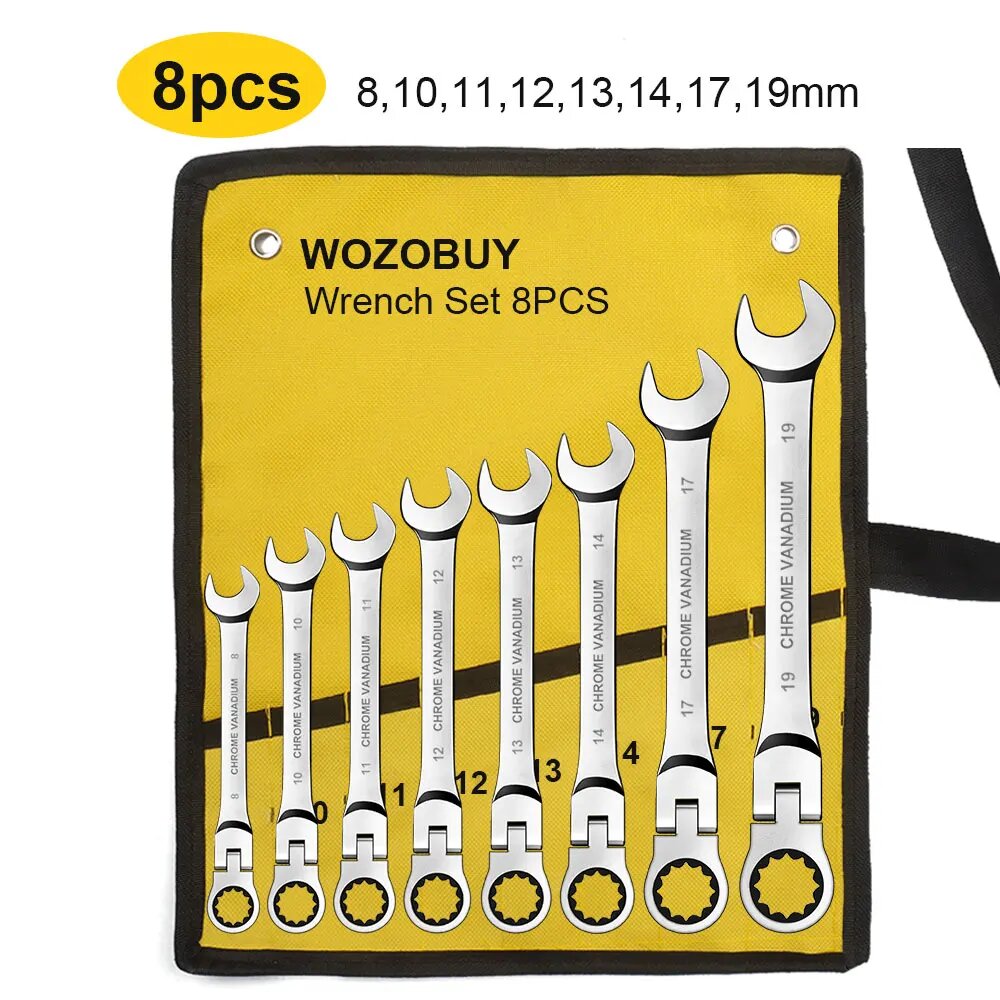 Набор гаечных ключей WOZOBUY с храповым механизмом 8pcs