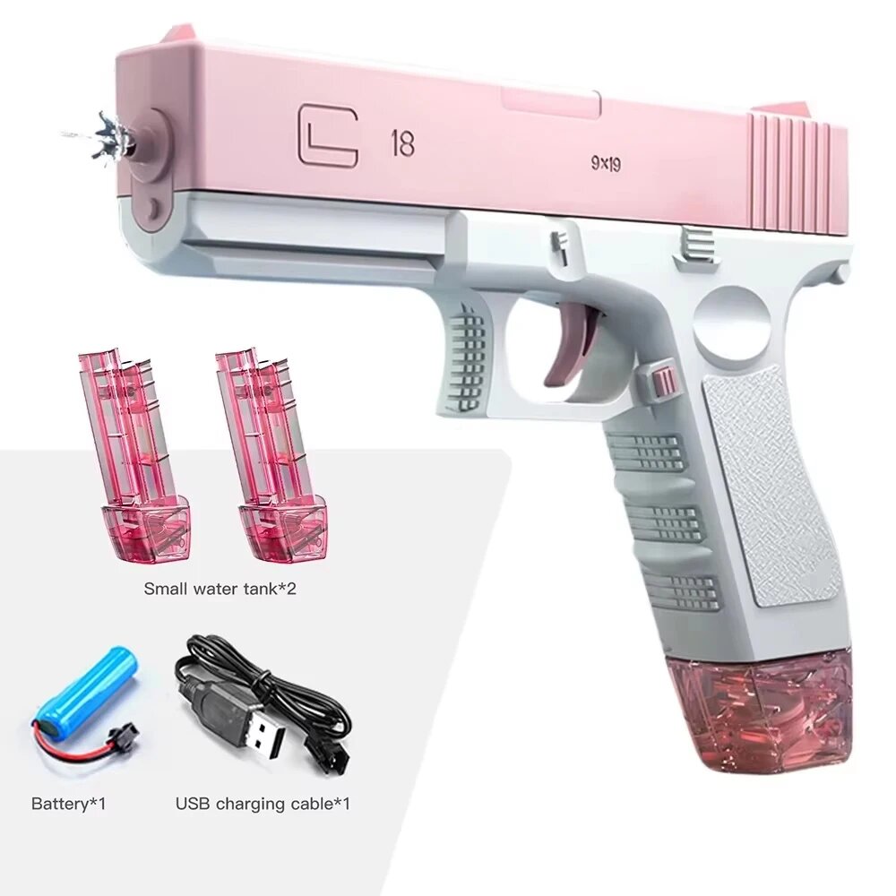 Электрический водяной пистолет розовый Electric water gun3
