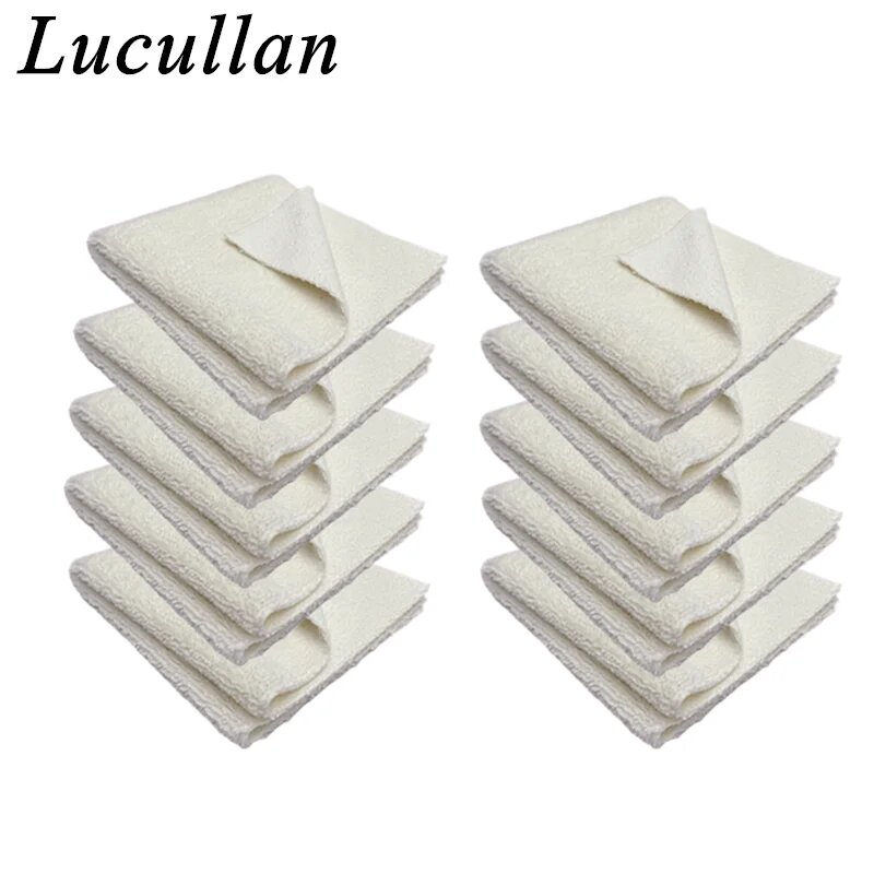 Белые микрофибровые полотенца для авто Lucullan 40x40 см
