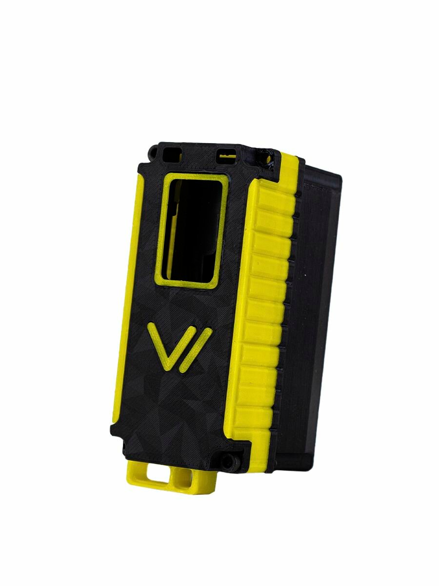 Корпус для Meshtastic Heltec T114 под два аккумулятора 18650 с отсеком под GPS-модуль, жёлто-чёрный