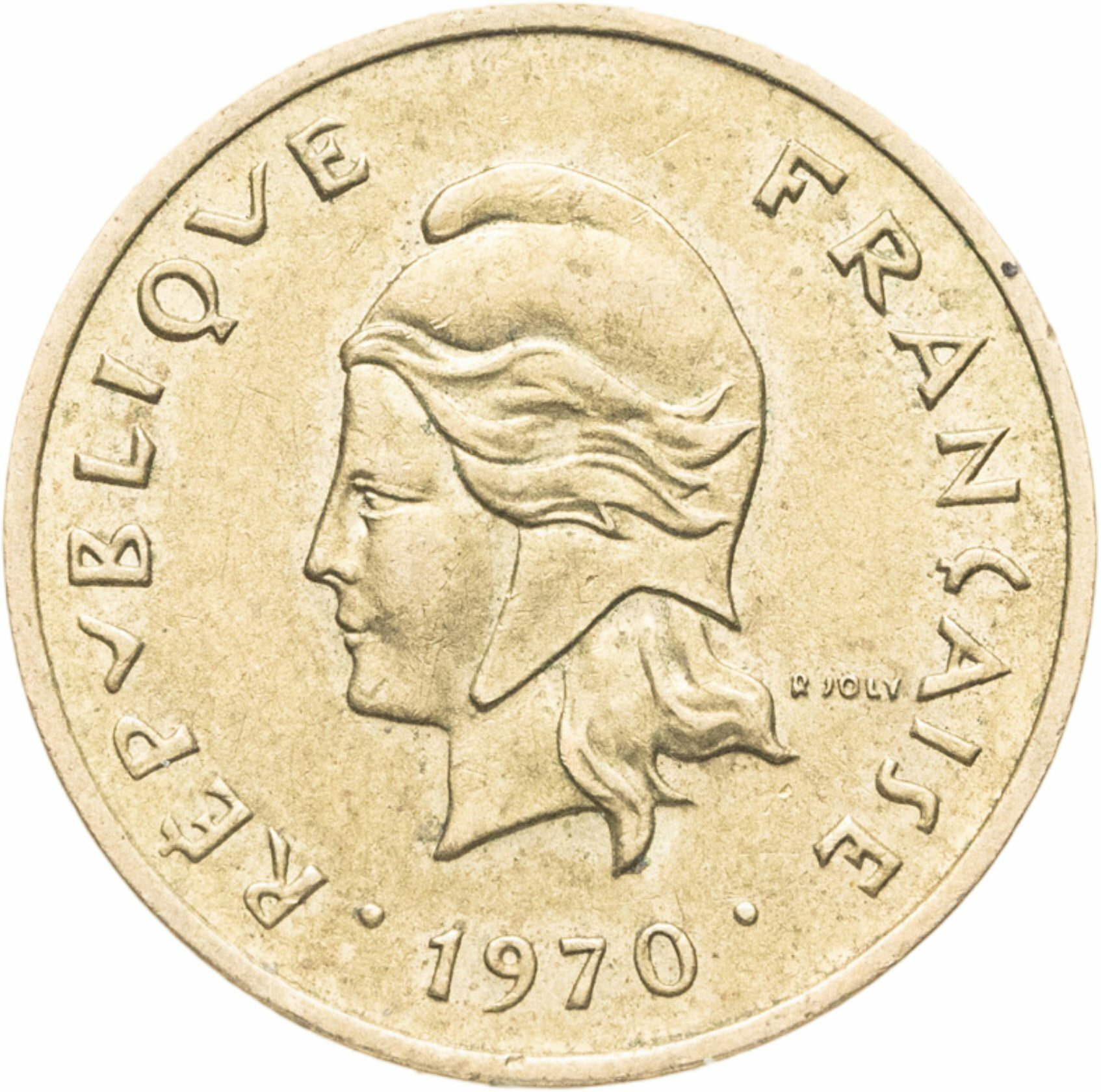 Новые Гебриды 1 франк franc 1970, Латунь, в сохранности XF