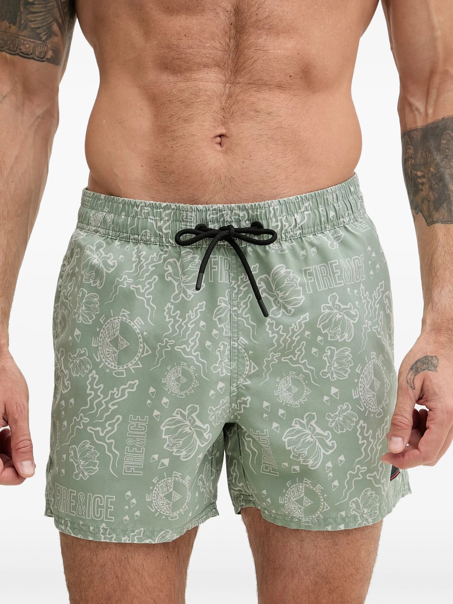 Шорты для плавания Bogner Fire + Ice Nelson logo-print drawstring swim shorts, размер 54, green — фото 1
