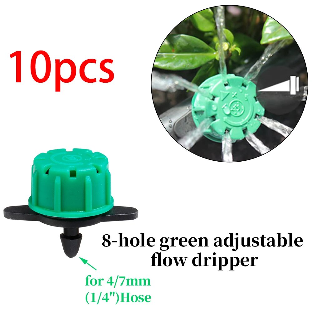 Капельный спринклер Pengliu 1/4 дюйма Зеленый, 10 pcs Green 8 Holes