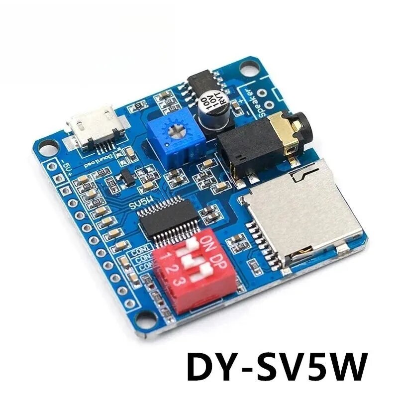 DY-SV5W Плата модуля воспроизведения голоса 5 Вт MP3-плеер Последовательное управление SD/TF-картой для Arduino