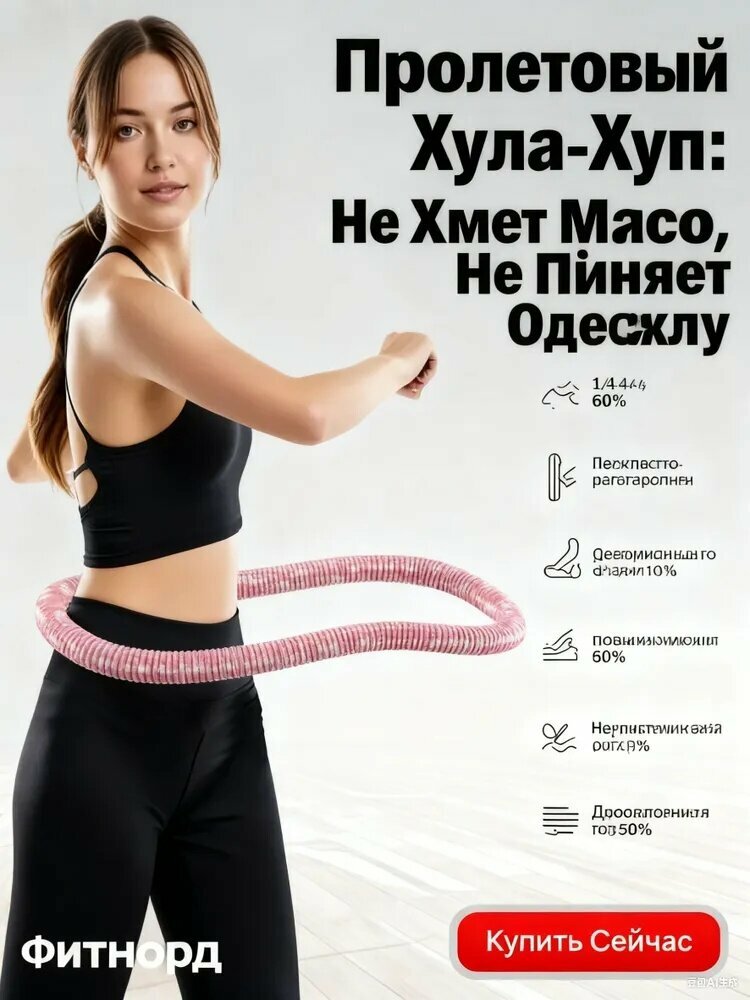 Массажный хулахуп для похудения, длина 190 см, вес 1500 грамм