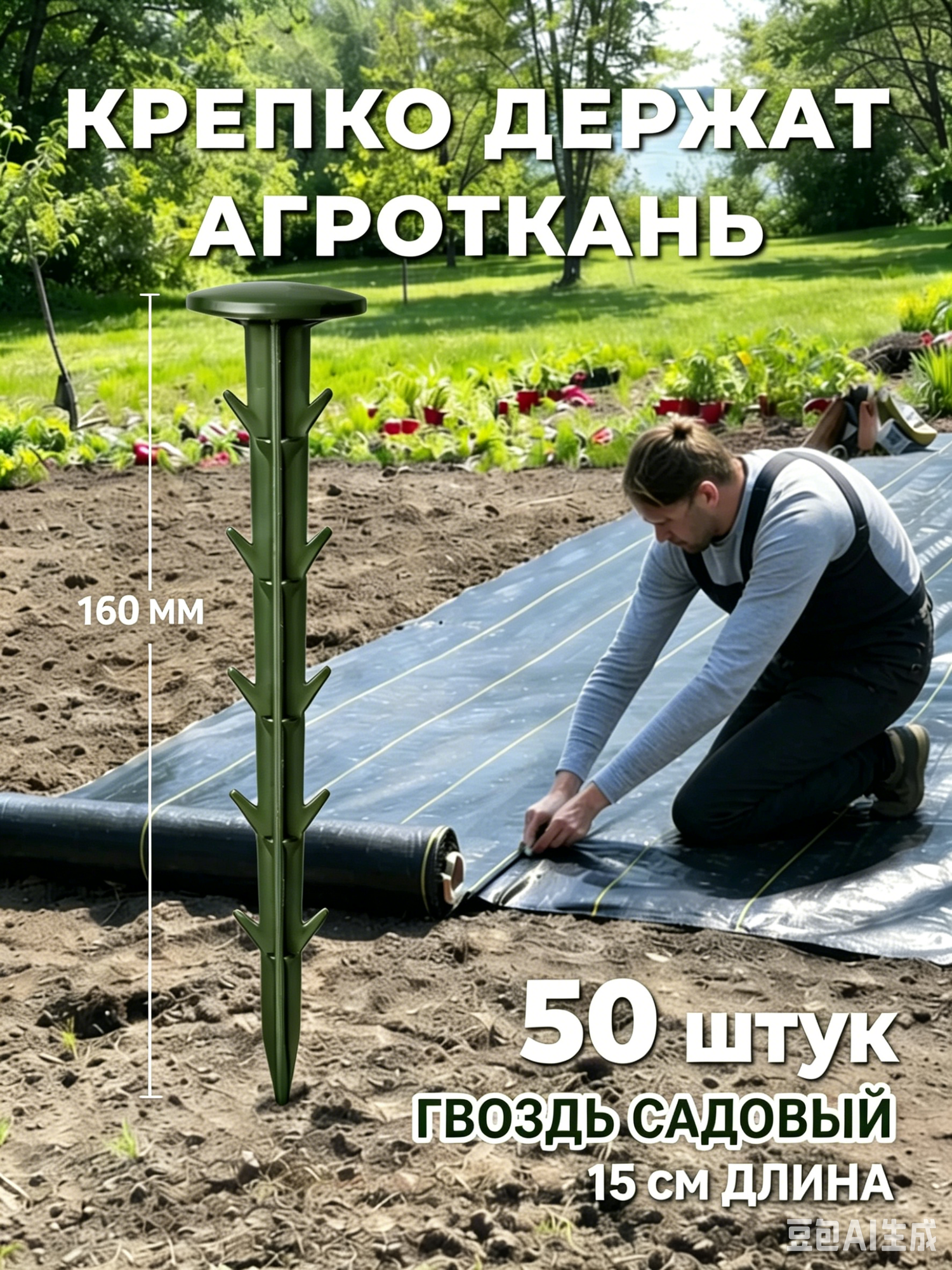 Садовые колышки-скобы 160×35 мм, пластиковые, 50 шт для агроткани
