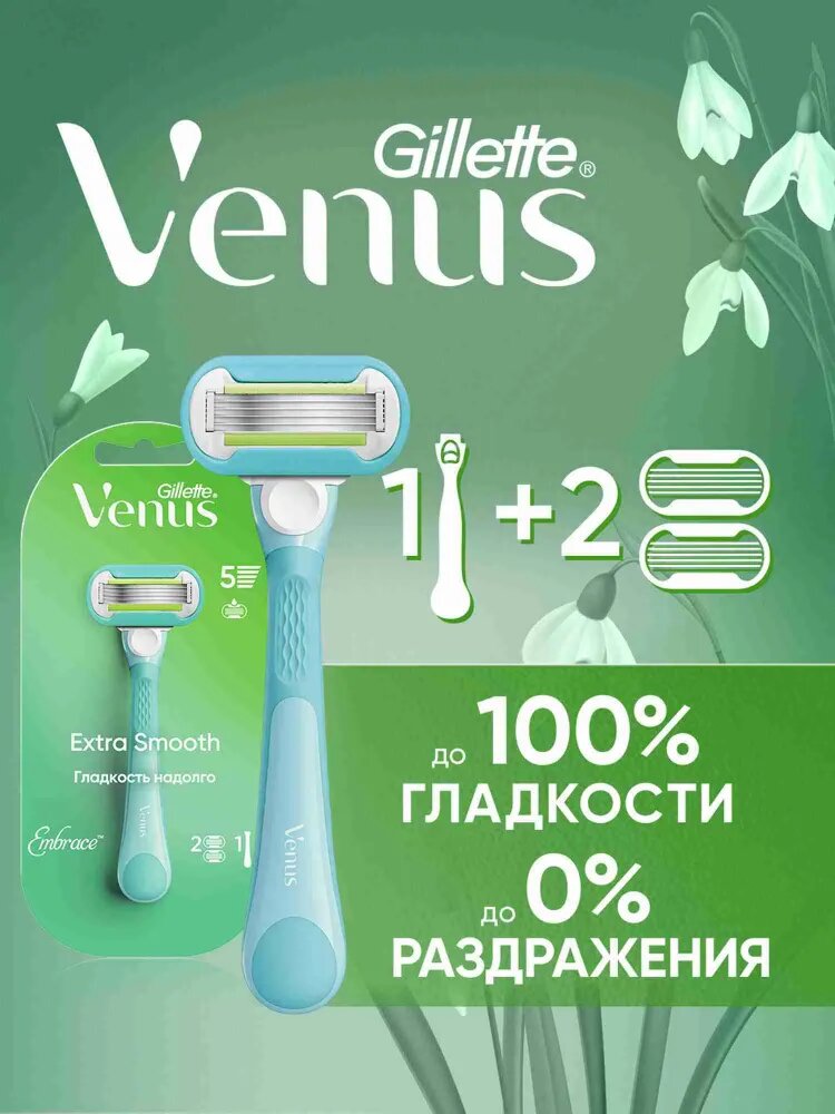 Gillette Venus Extra Smooth женский бритвенный станок, 2 кассеты, 5 лезвий, повторяющие изгибы тела, гладкость надолго
