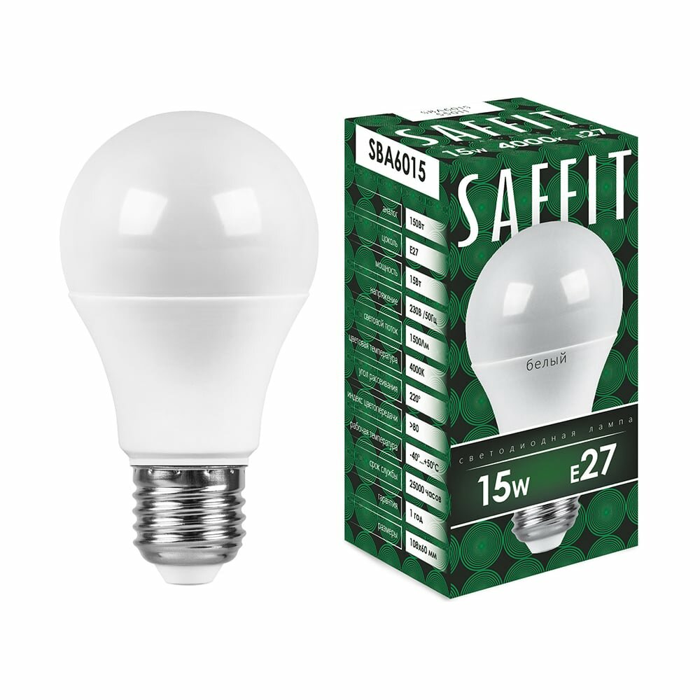 Светодиодная лампа SAFFIT E27 15W 4000K