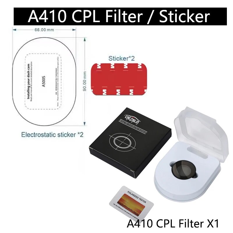 Фильтр CPL A410 для 70mai, 58 мм, 2 стикера
