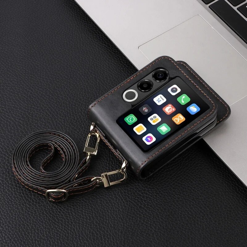 Для ZTE Nubia Flip 2 A404ZT сумка-мессенджер с ремешком на Черный, For ZTE Nubia Flip, black
