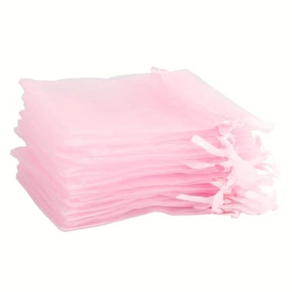 Мешочки из органзы для подарков Розовый, Pink, 50pcs, 10x15cm
