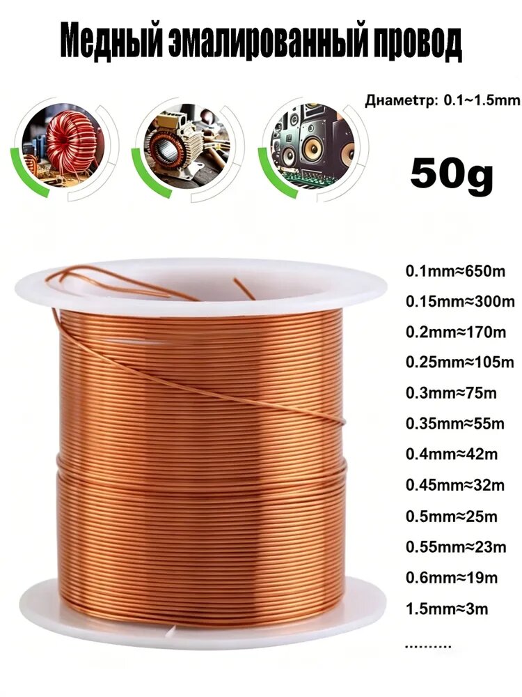 0.12 мм Эмалированная медная проволока для трансформаторов, катушек и DIY ,50g