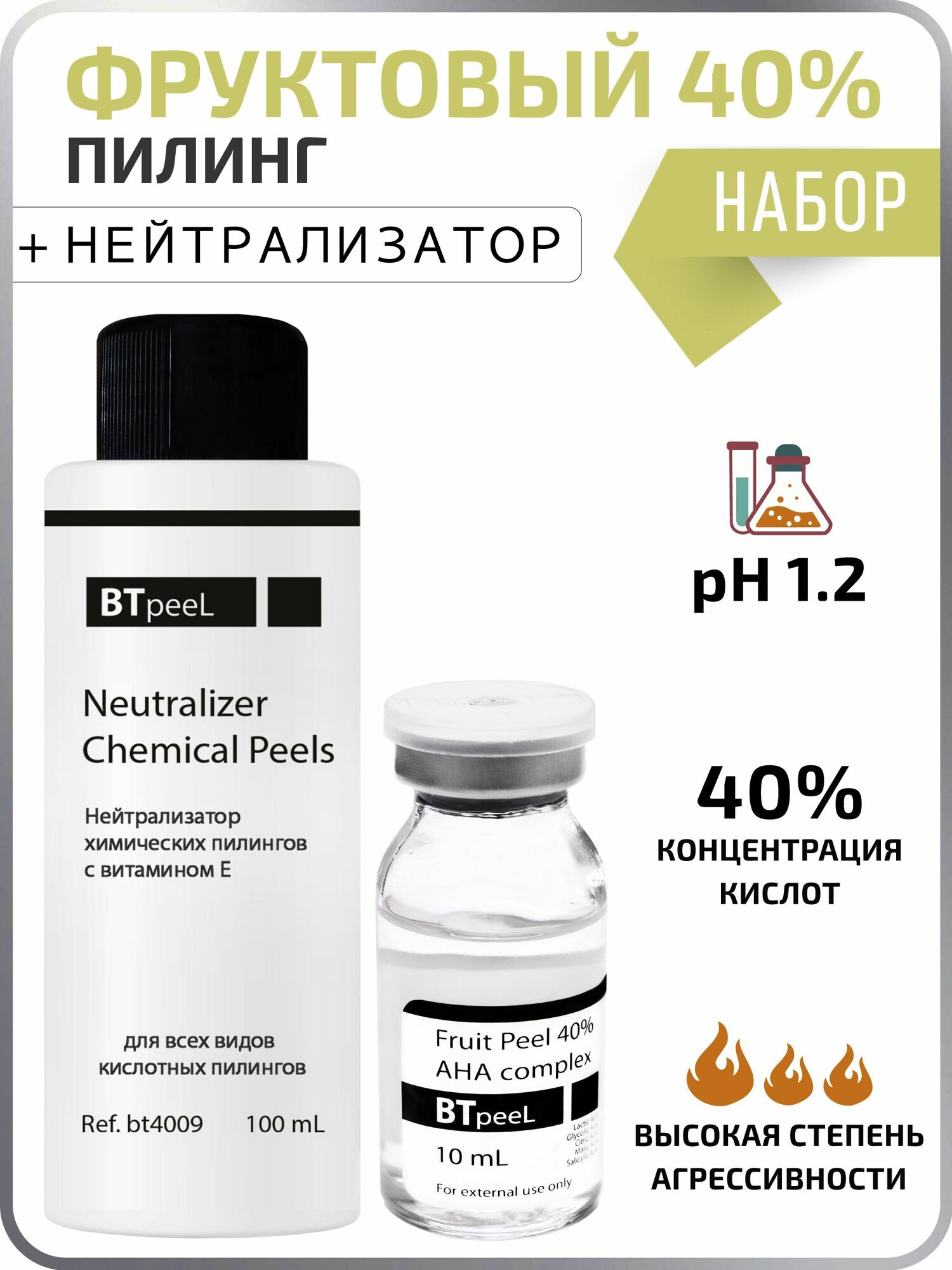 BTpeeL набор: Фруктовый пилинг с AHA кислотой + Нейтрализатор пилингов