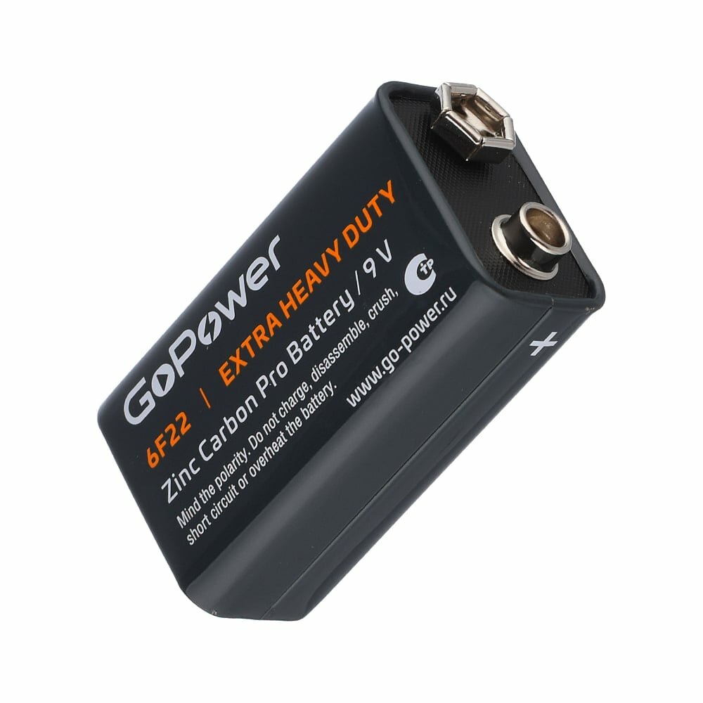 Батарейка GoPower Крона 6F22 солевая Heavy Duty 9V 10 штук 00-00015598 — фото 1