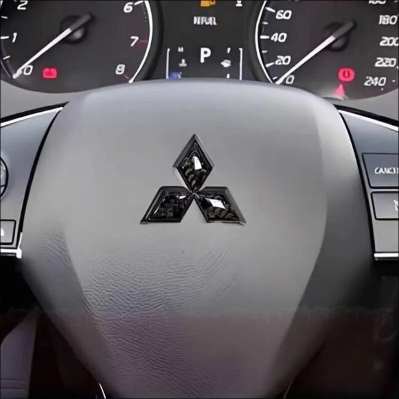 1 x Наклейка на руль с логотипом Mitsubishi из углеродного волокна для наклейки на эмблему MITSUBISHI