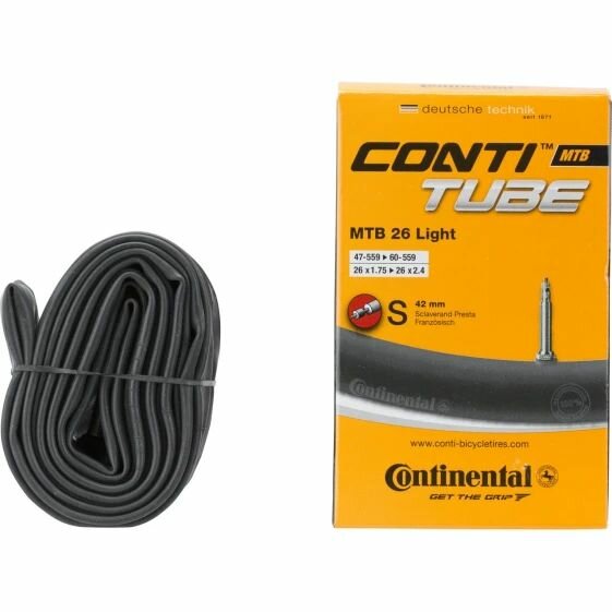 Камера для велосипеда 26х1.75-2.40 CONTINENTAL S42 MTB 26 Light ниппель presta 42 мм