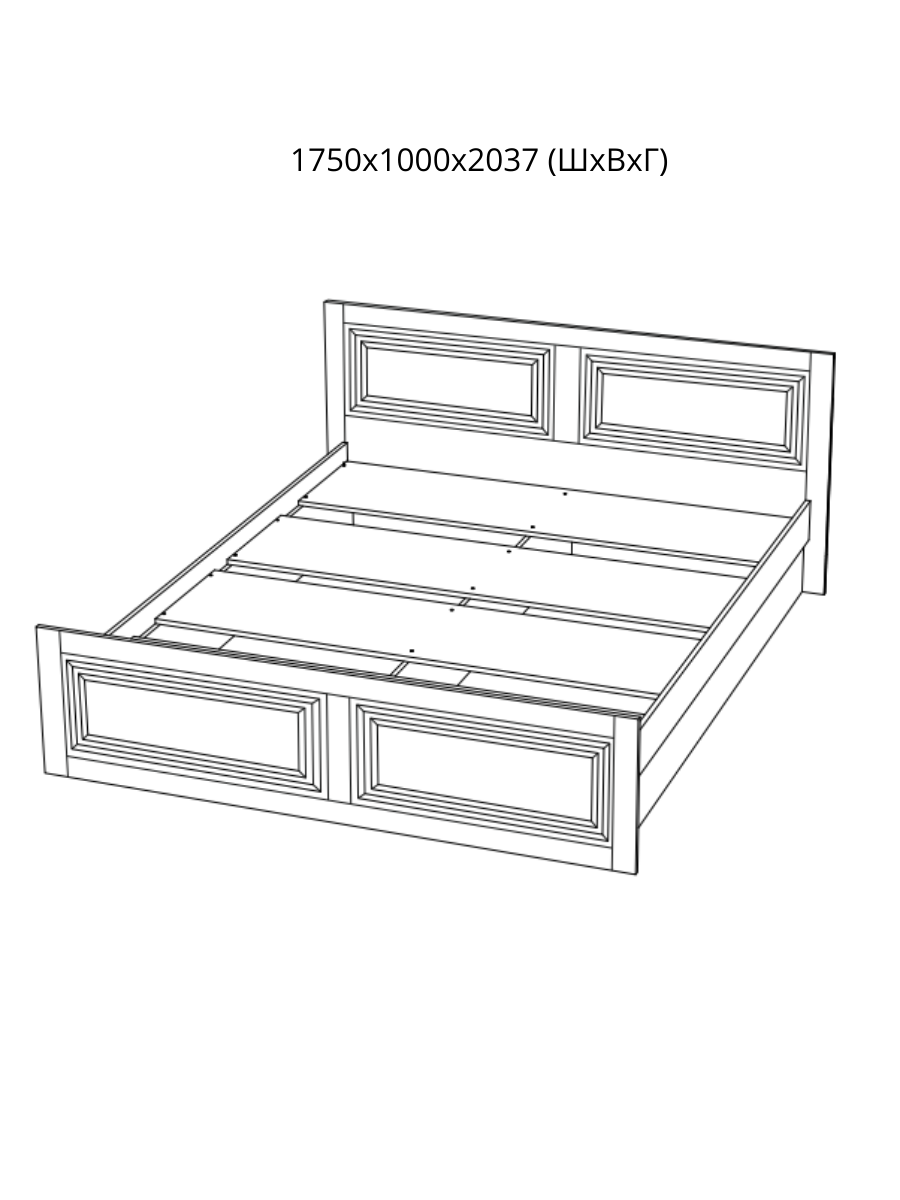 Кровать Престиж-1 1,6м (Графит структурный, Графит), МИФ