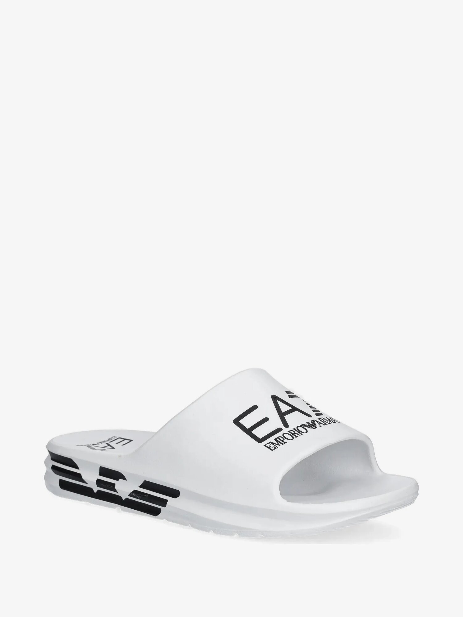 Шлёпанцы EA7 EMPORIO ARMANI Logo-print slides, размер 11, бежевый/белый — фото 1