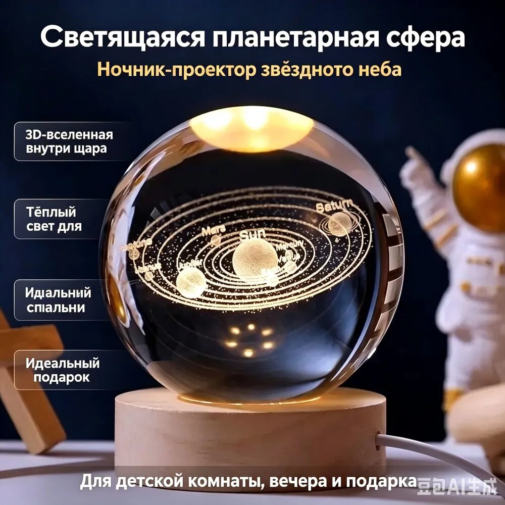 Снежный шар диаметр 8 см кристаллы 1 шт