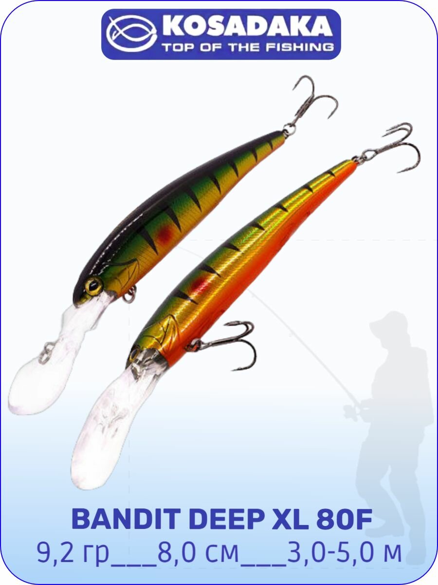 Воблер Kosadaka Bandit Deep XL 80F, плав. 80мм 9,2г 3-5м цв. PC