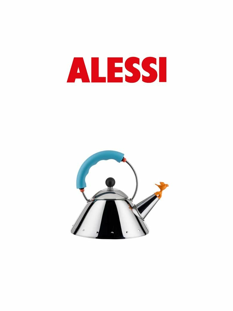 Чайник Alessi 9093S LAZ, со свистком в форме птицы, 1л, светло-голубой