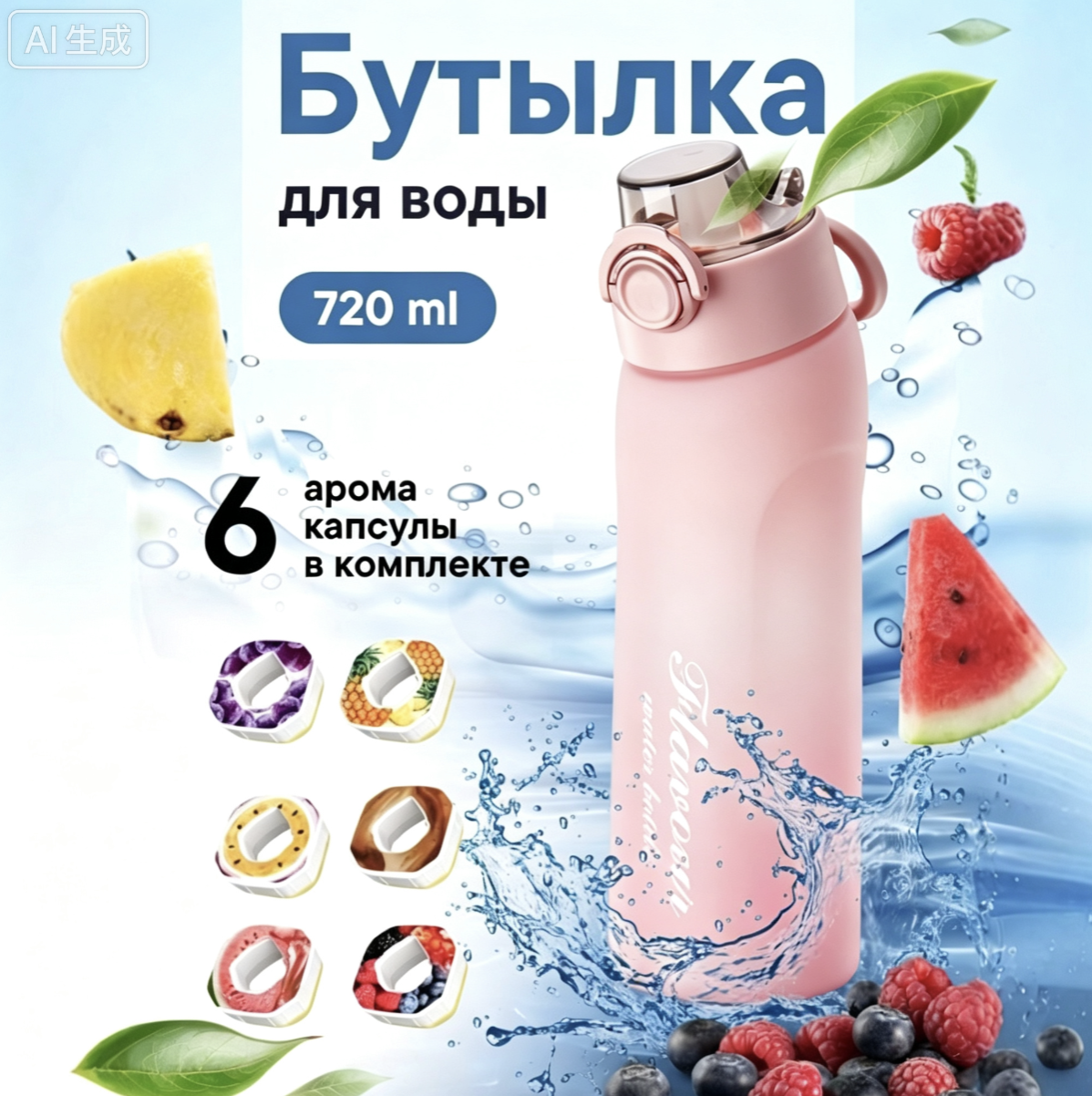 Стакан для воды из материала ПК с градиентным розовым оттенком, размер 9X10,5X26CM