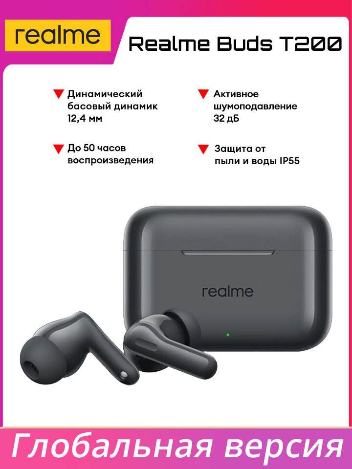 Realme Buds T200 — TWS беспроводные наушники с ANC и Bluetooth 5.4
