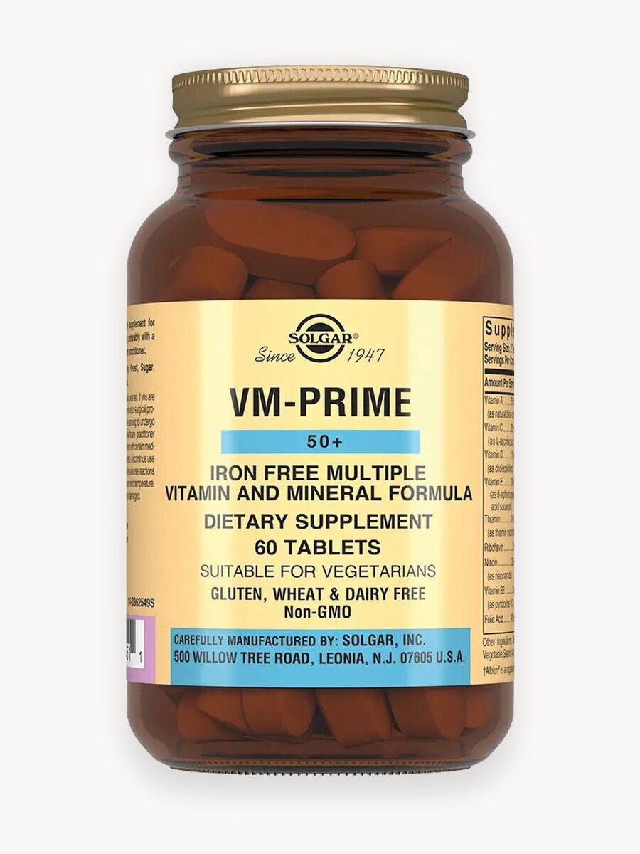 Solgar Мультивитаминный и минеральный комплекс 50+ / VM Prime 50+ Tablets таблетки массой 1184,5 мг 60 шт