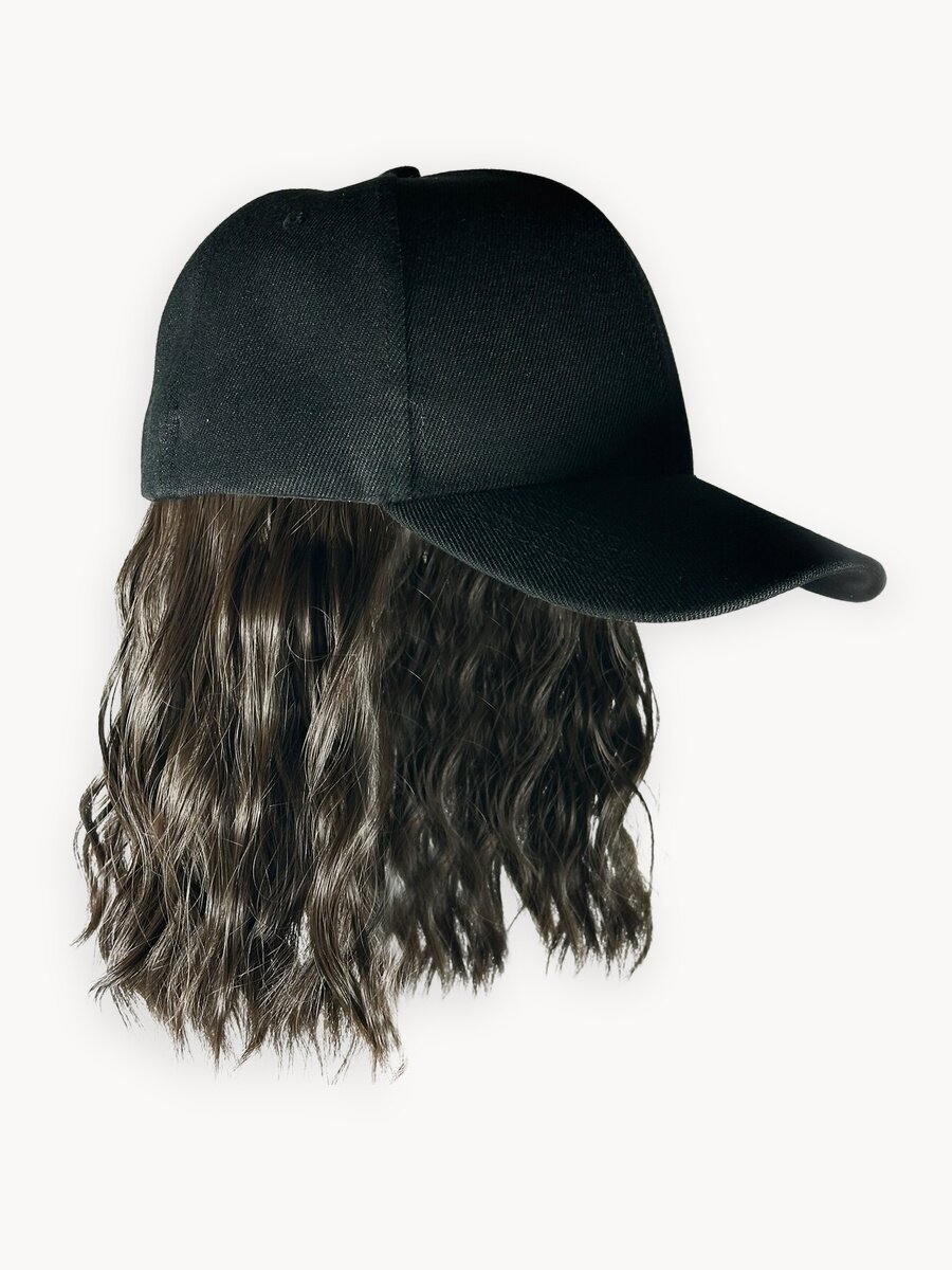 Парик, бейсболка с волнистыми короткими волосами, цвет каштановый