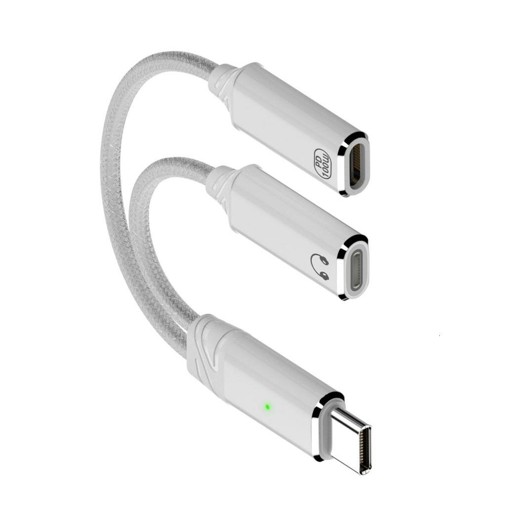 Адаптер USB-C (папа-мама), Белый
