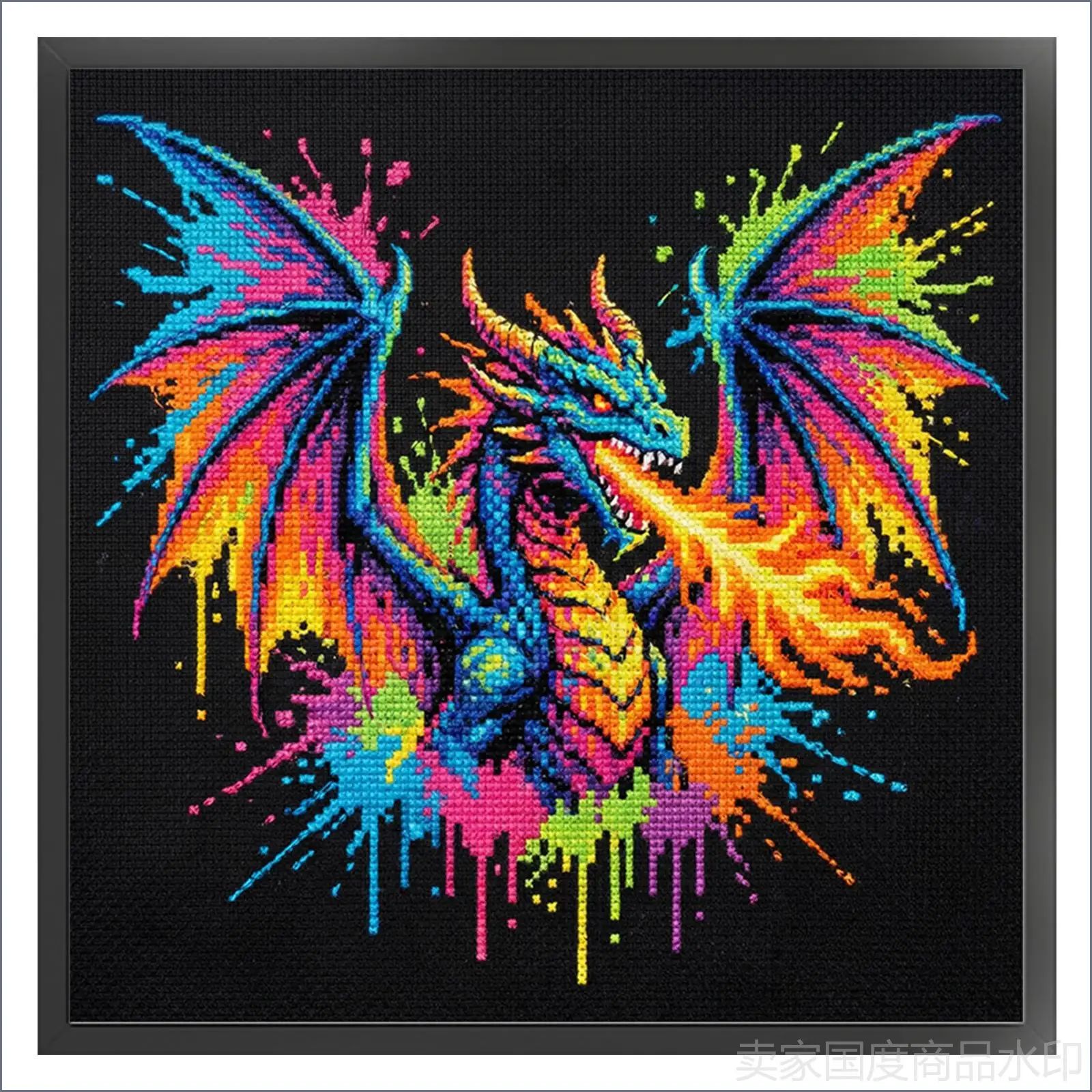 Крестиковый набор Colorful Splash Dragon, хлопковая канва 14CT, размер 30 30 см