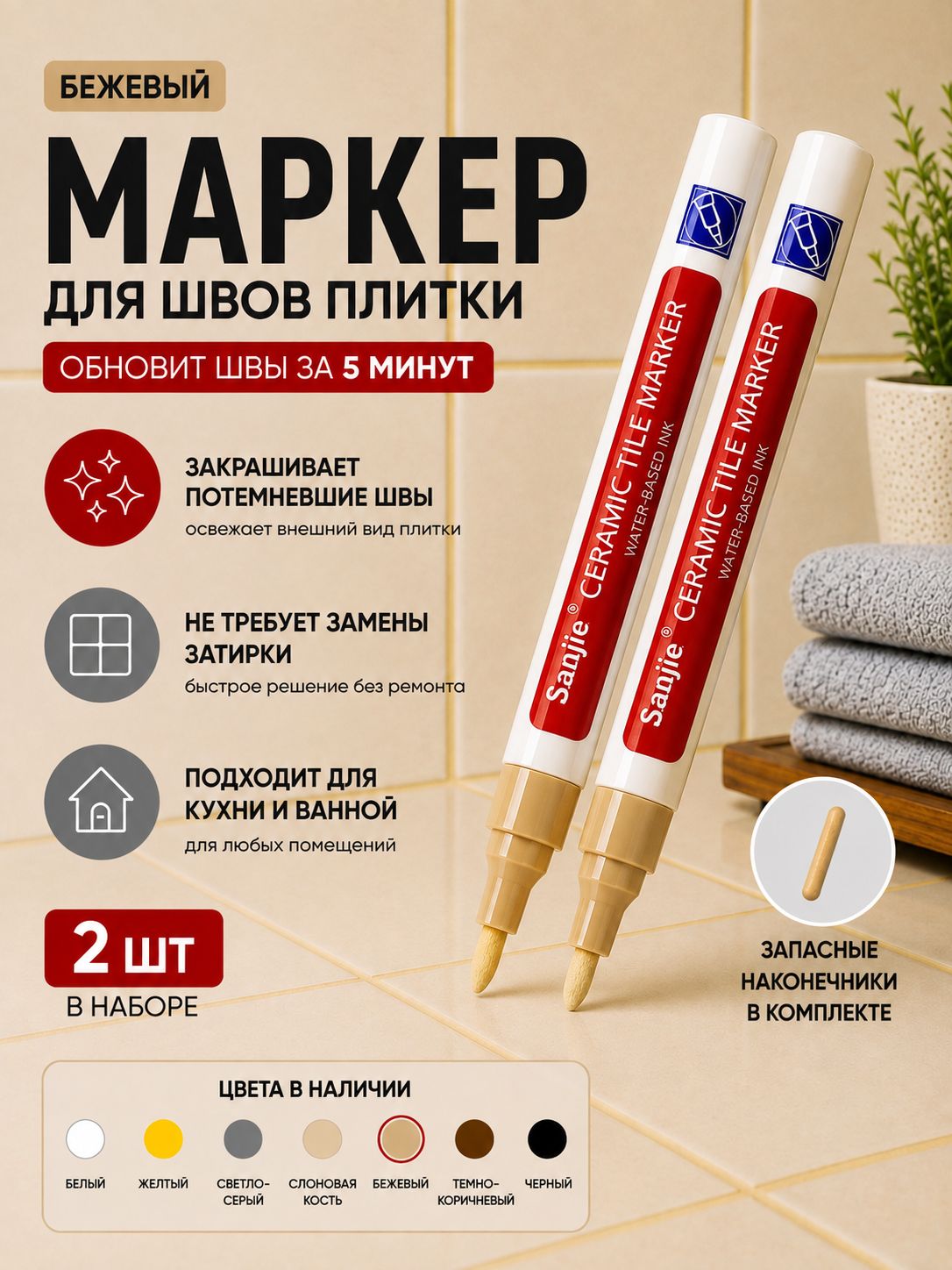 Маркер для плиточных швов 0.0010 л 0 кг